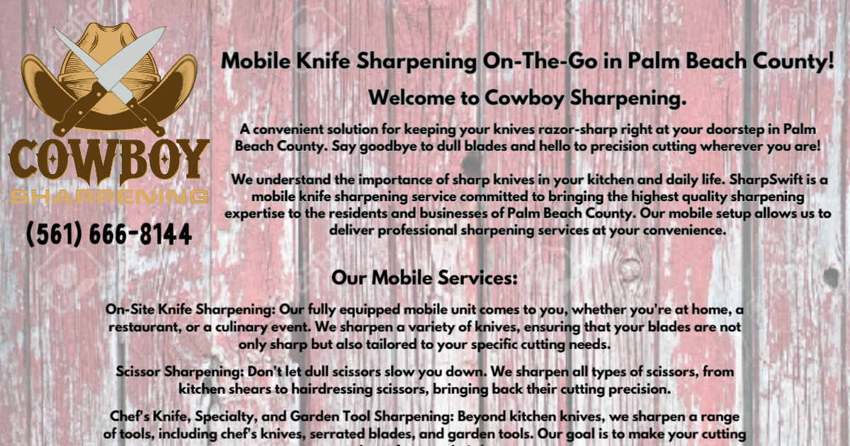 Mobile Knife Sharpening On-The-Go in Palm Beach County! Welcome to SharpSwift Mobile Sharpening ...